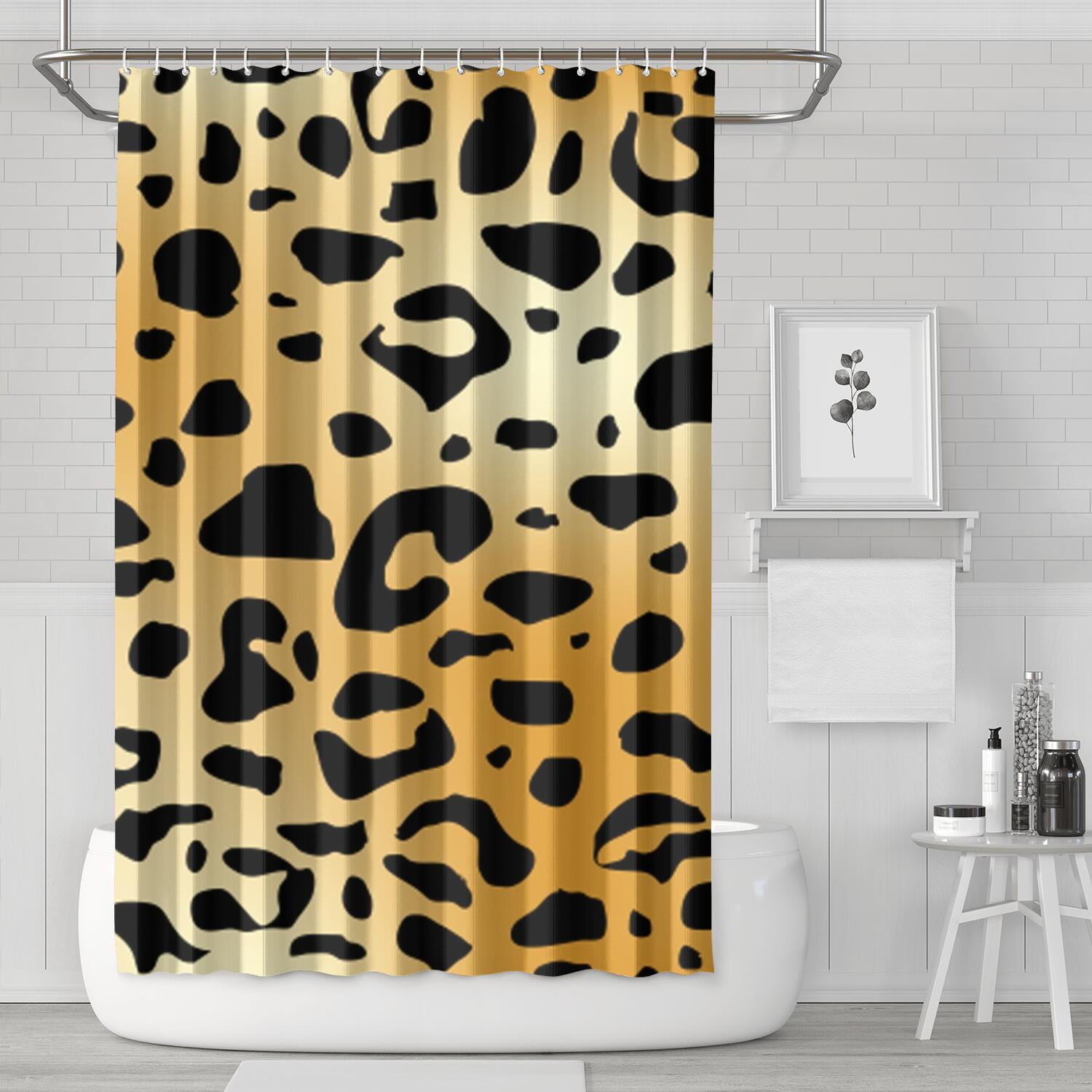 Gold and Black Of Leopard Print Shower Curtain 72"x72" ,Bathroom ...