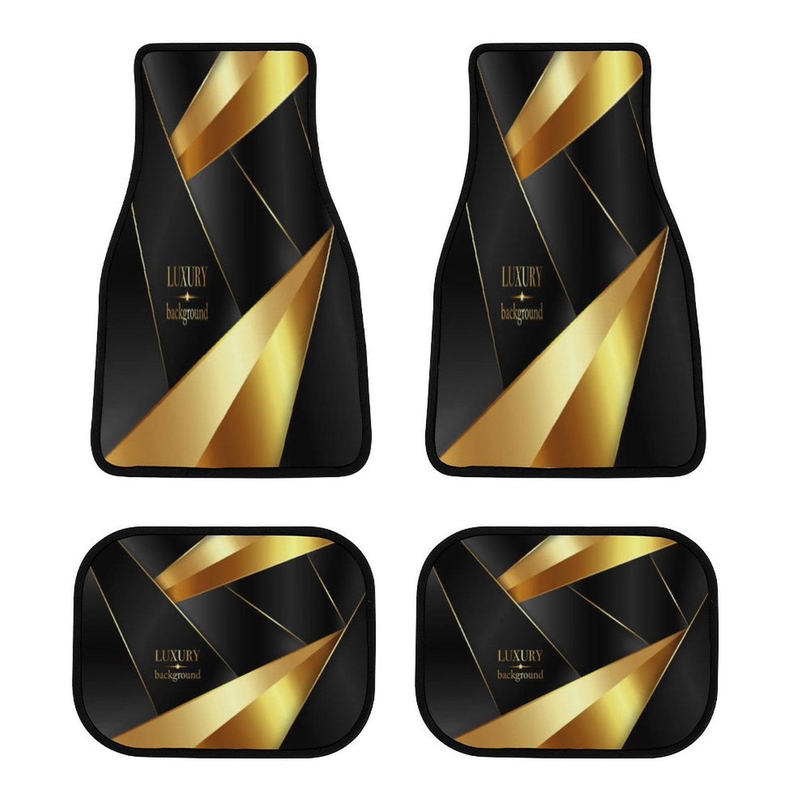 Gold Black Line Abstract Geometric 3D Pattern 4 Piece Car Floor Mats ...