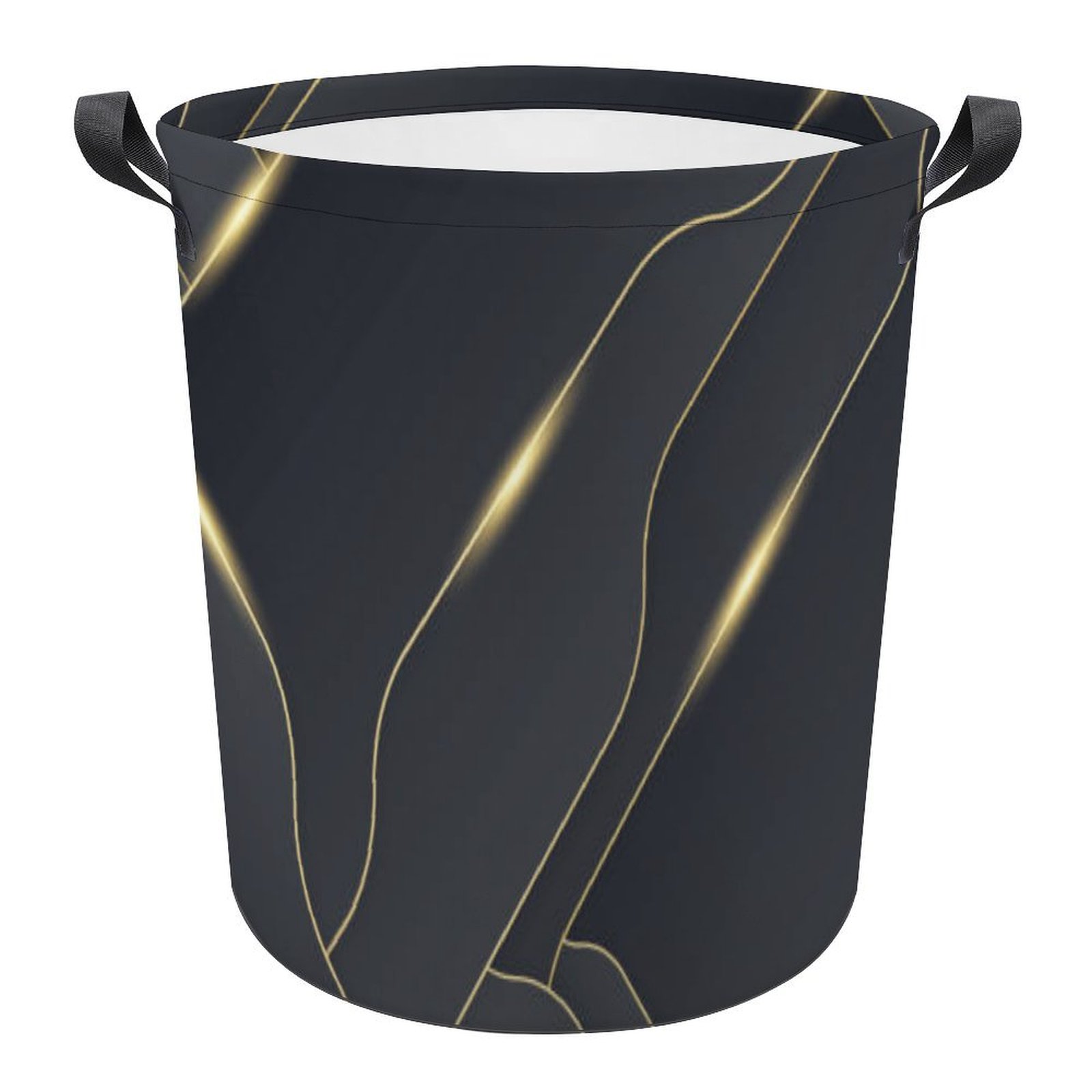 Gold Black Line Abstract Geometric 3D Pattern Print Foldable Laundry ...