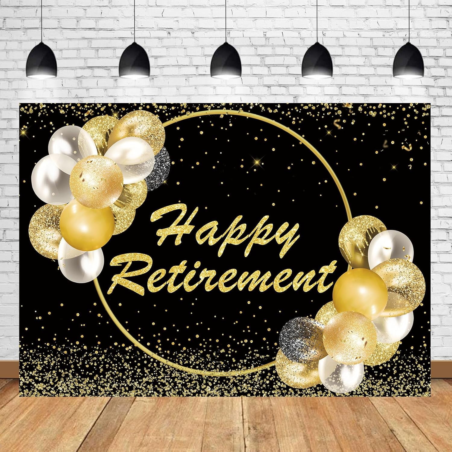Gold & Black Retirement Backdrop: Golden Circle Retired Party ...