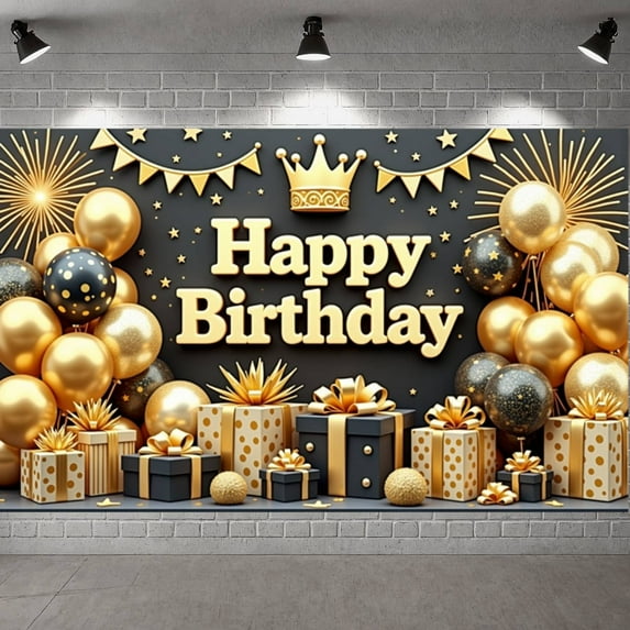 Gold Black Theme Banner Royal Crown Design Party Backdrop Balloon ...