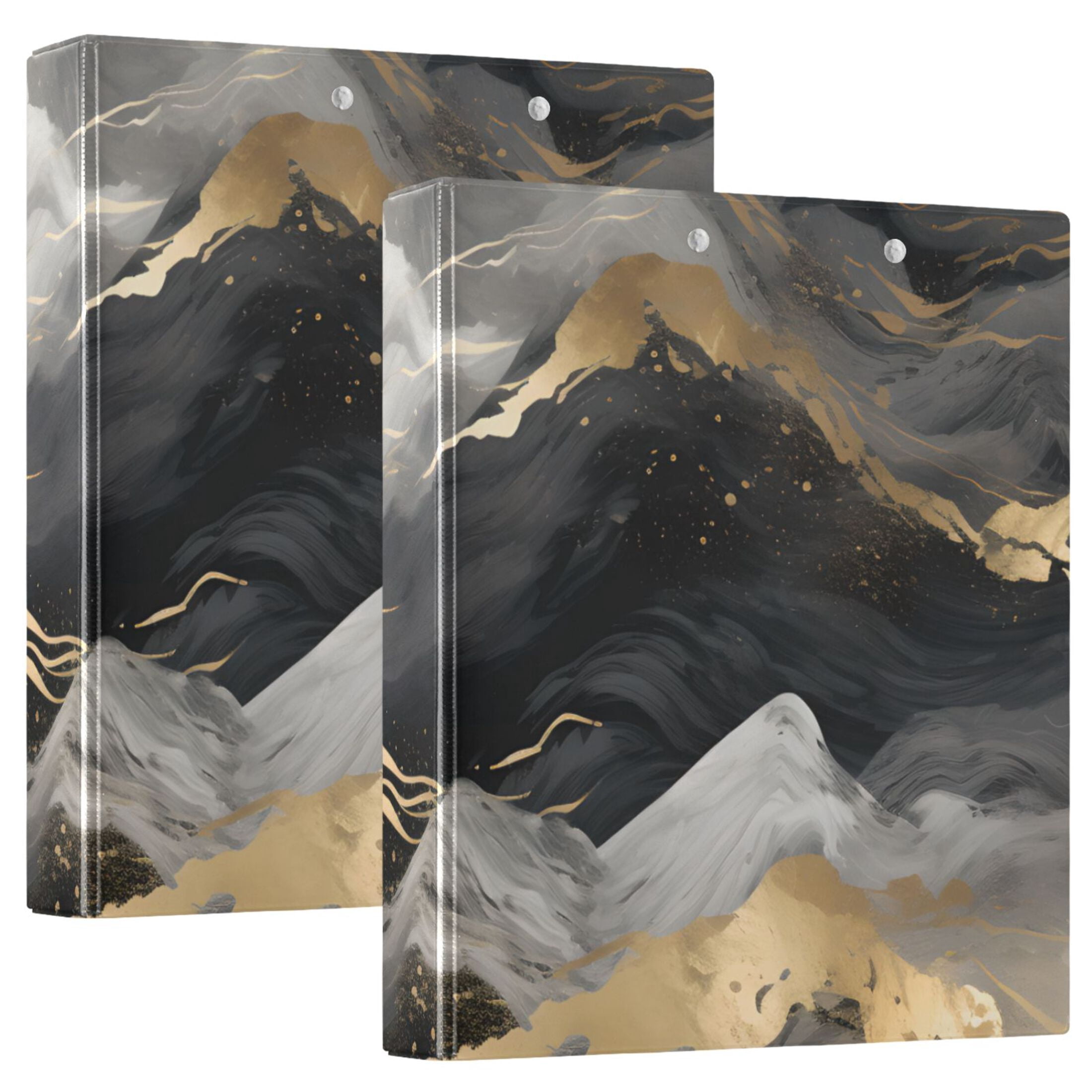Gold Black White Marble 3 Ring Hardcover Binders 1.5" Round Rings for ...