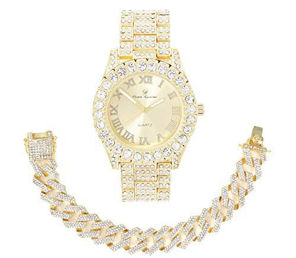Gold Bling'ed Out Ladies Watches on Blast w/Zig Zag Bling'ed Out ...