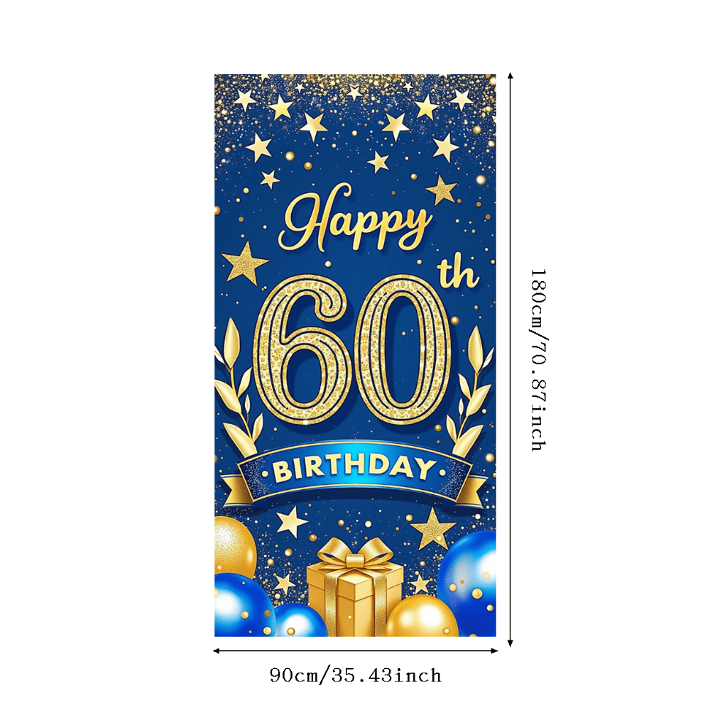 Gold Blue Birthday Banner Glitter Backdrop Celebration Event ...