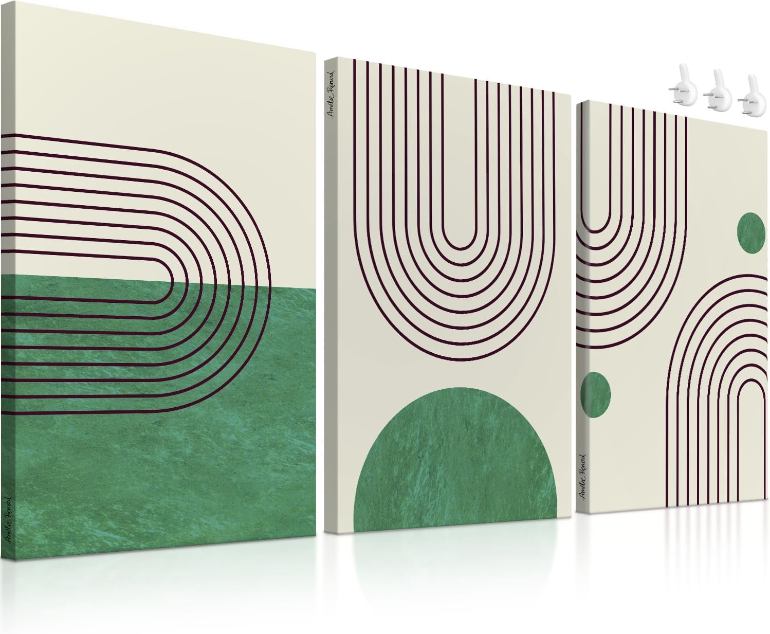 Gold and Blue Boho Canvas Wall Art Set of 3, d Minimalist Neutral ...