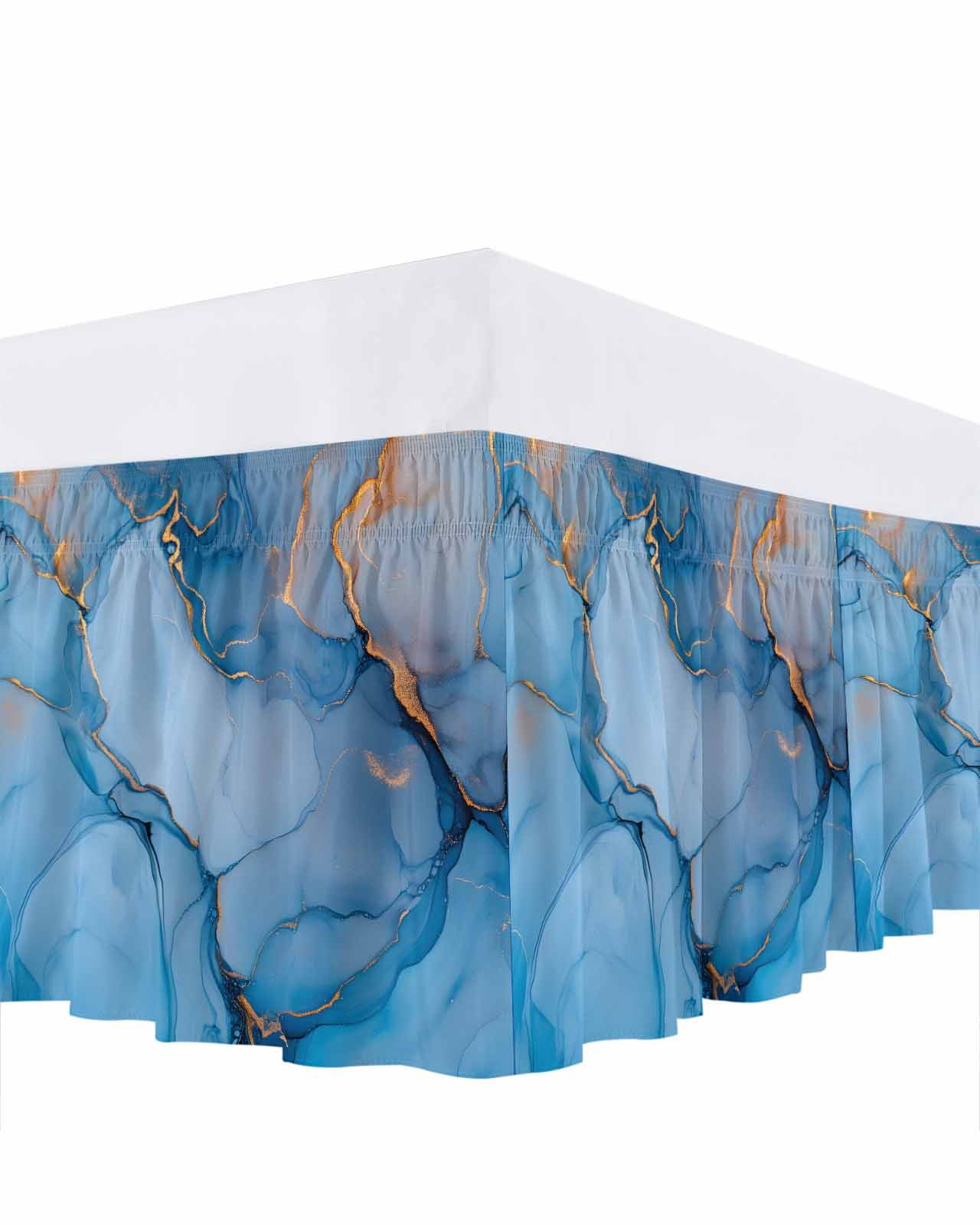 Gold Blue Marble Texture Bed Skirt Abstract Gradient Water Ripple Bed ...