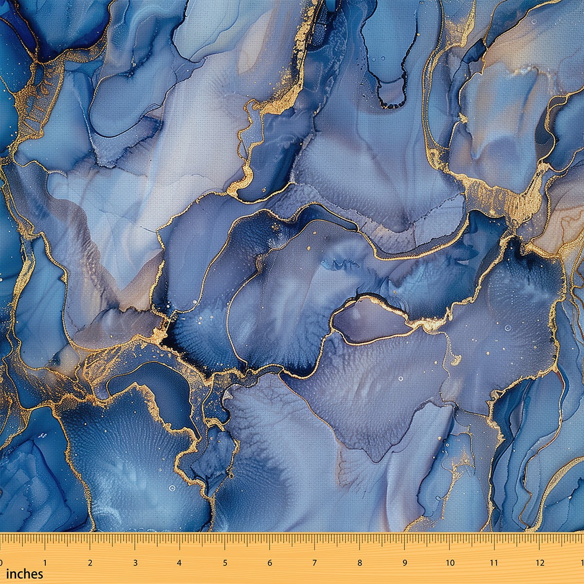 Gold Blue Marble Texture Indoor Outdoor Fabric,Ink Painting Upholstery ...