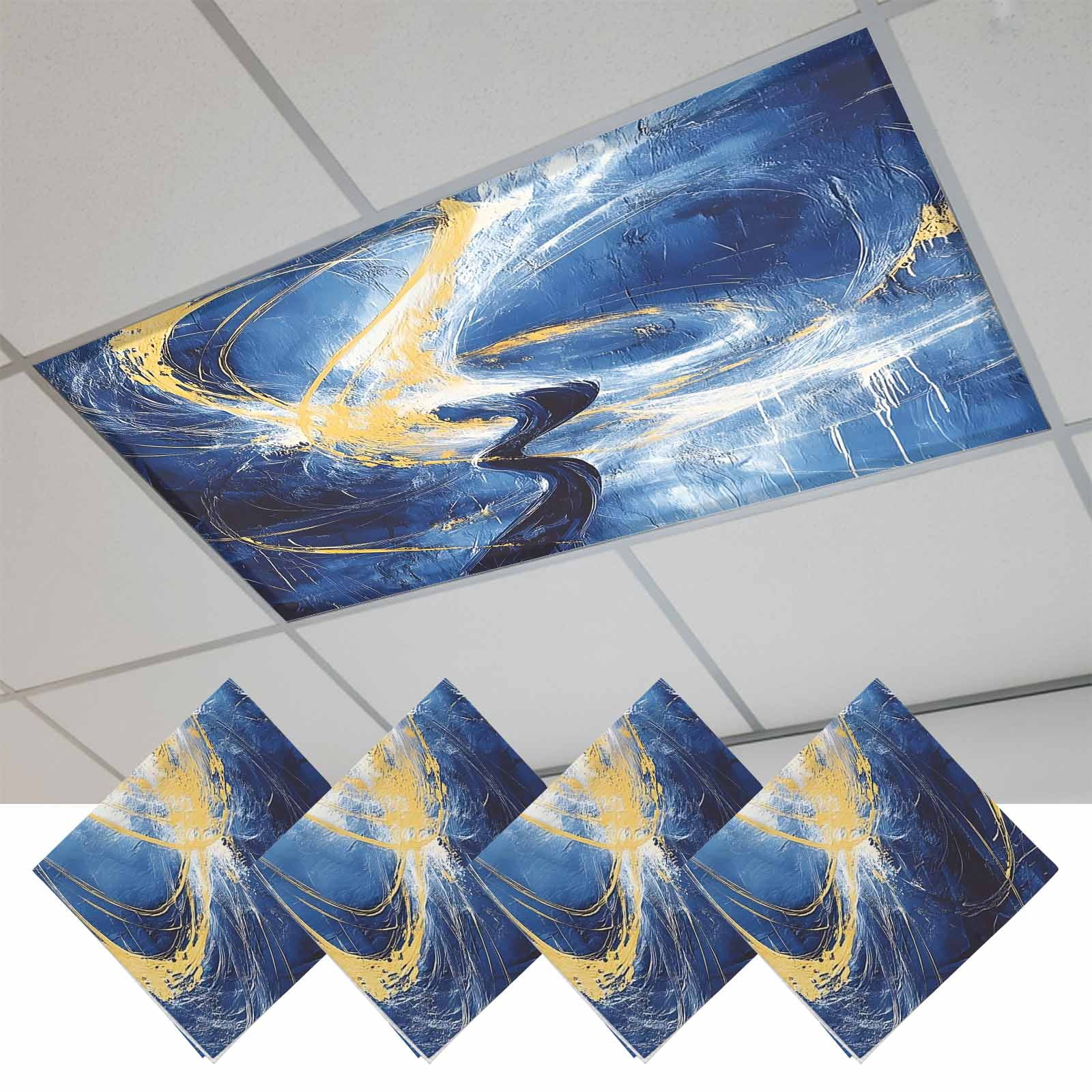 Gold Blue Sky Magnetic Fluorescent Light Covers for Ceiling Lights 2x4 ...