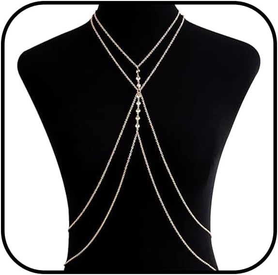 Gold Body Chain for Discerning Women Cubic Zircon Body Chain Bikini Bra ...
