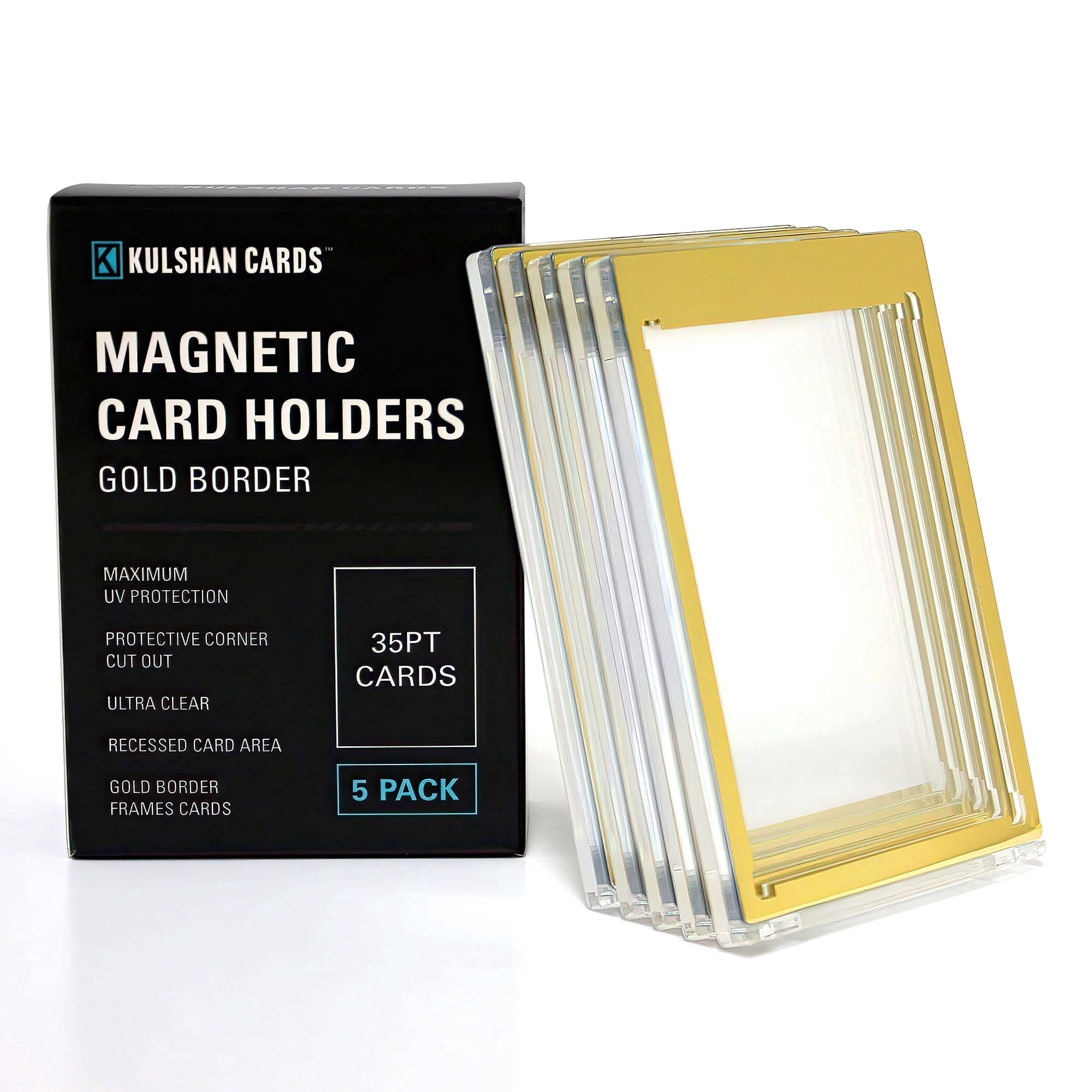 Gold Border Magnetic Holder with UV Protection for 35PT Trading Cards ...