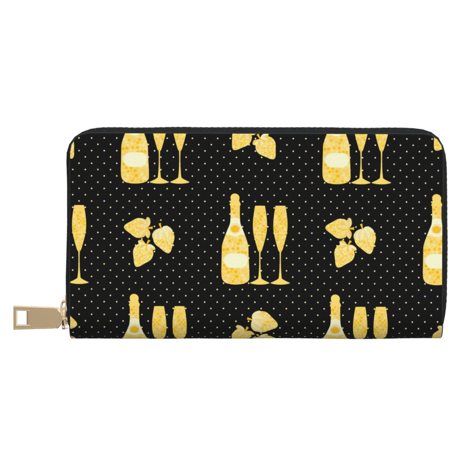 Gold Bottles Wallet Women, Leather Bifold Multi Card Wallet, Women's ...
