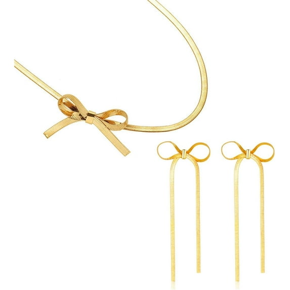 Gold Bow Earrings for Women 14k Gold Plated Dainty Small Bowknot Ribbon ...