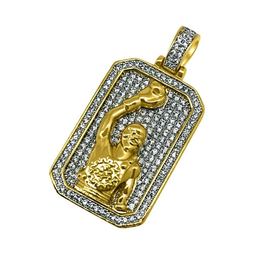 Gold Boxing Champion CZ Bling Bling Pendant - Walmart.com
