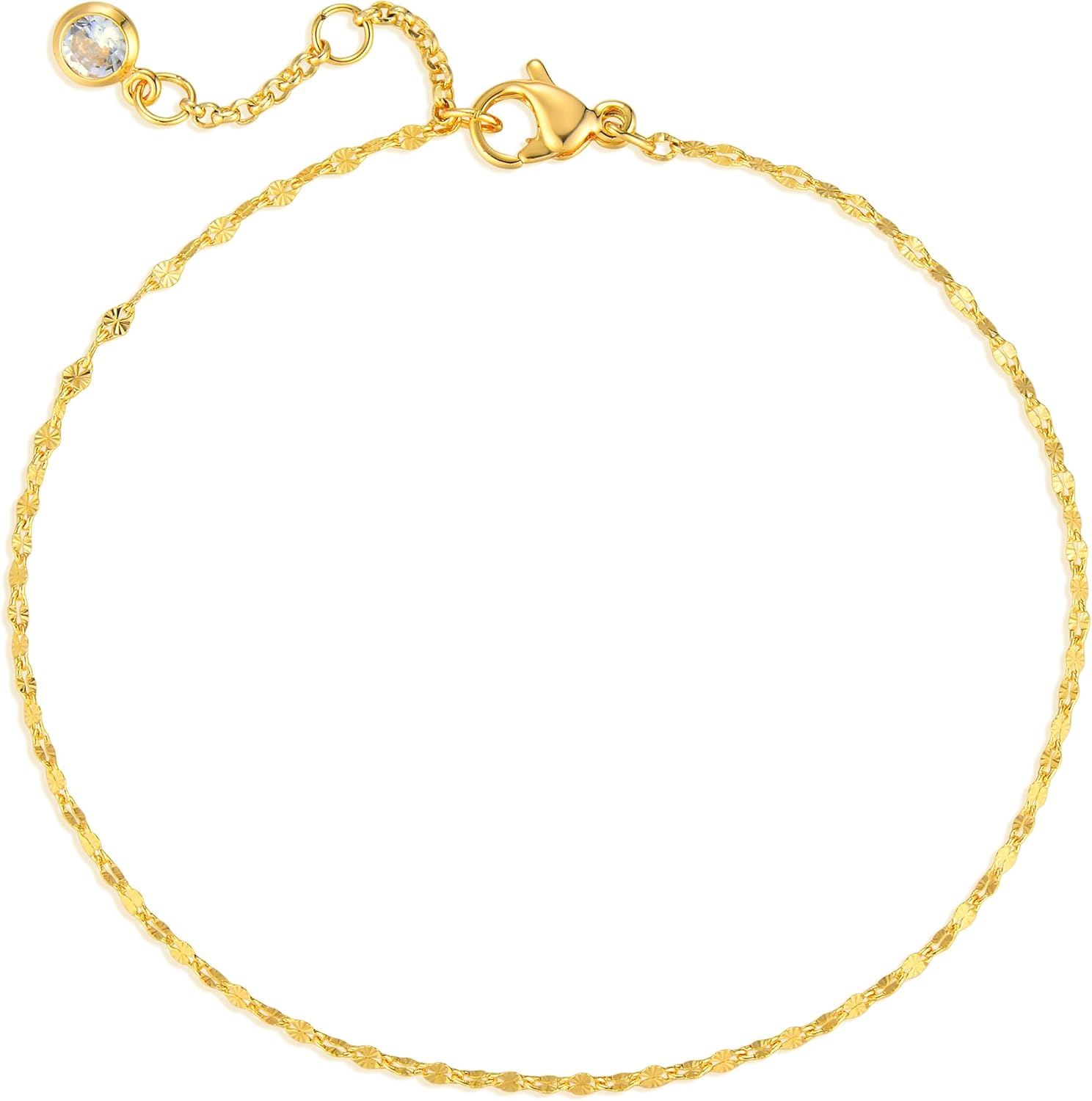 Gold Bracelet For Women 18K Gold Plated Dainty Paperclip Cubic Zirconia ...