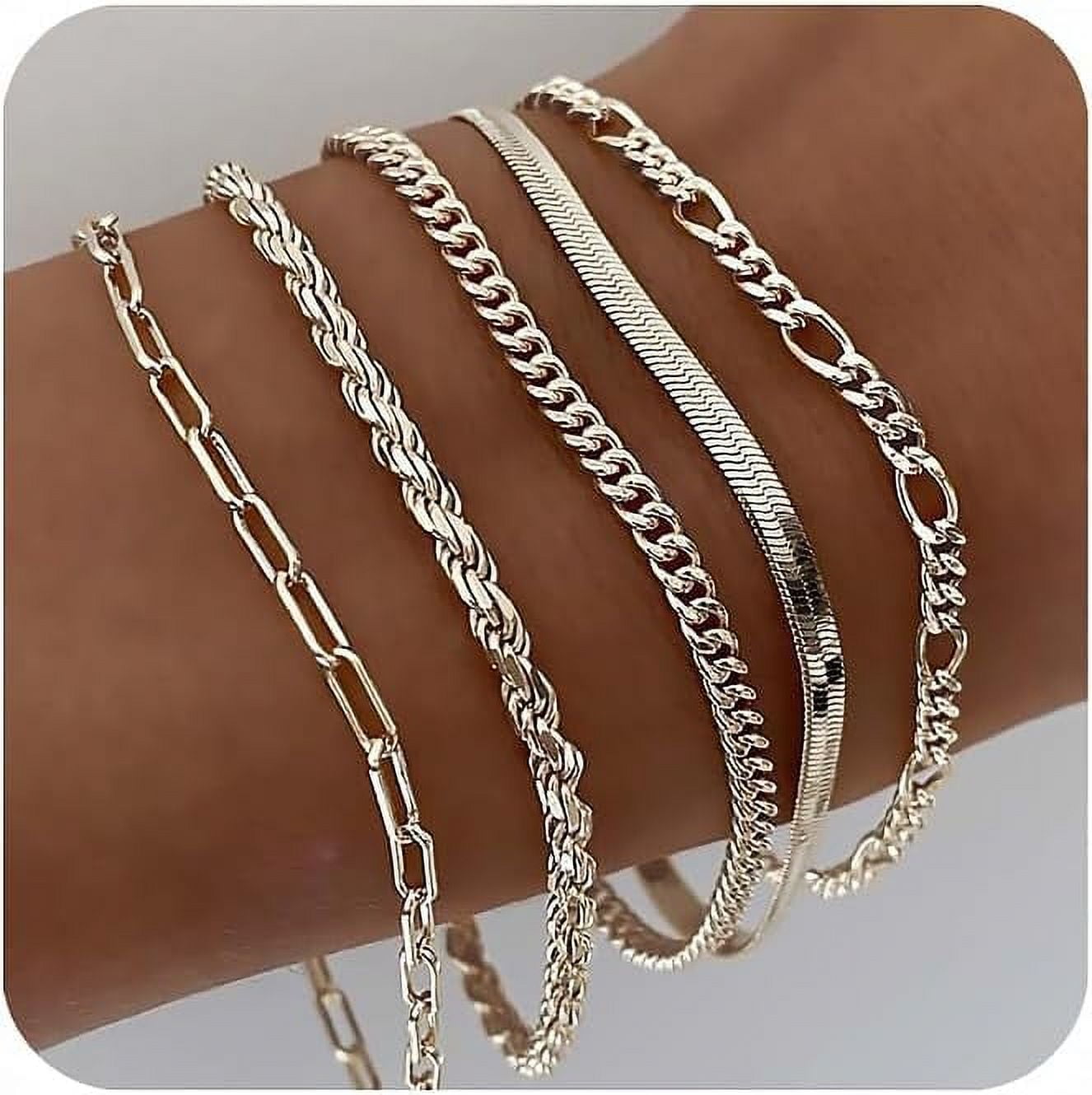 Gold Bracelets For Women Waterproof, 14K Real Gold Jewelry Sets For ...