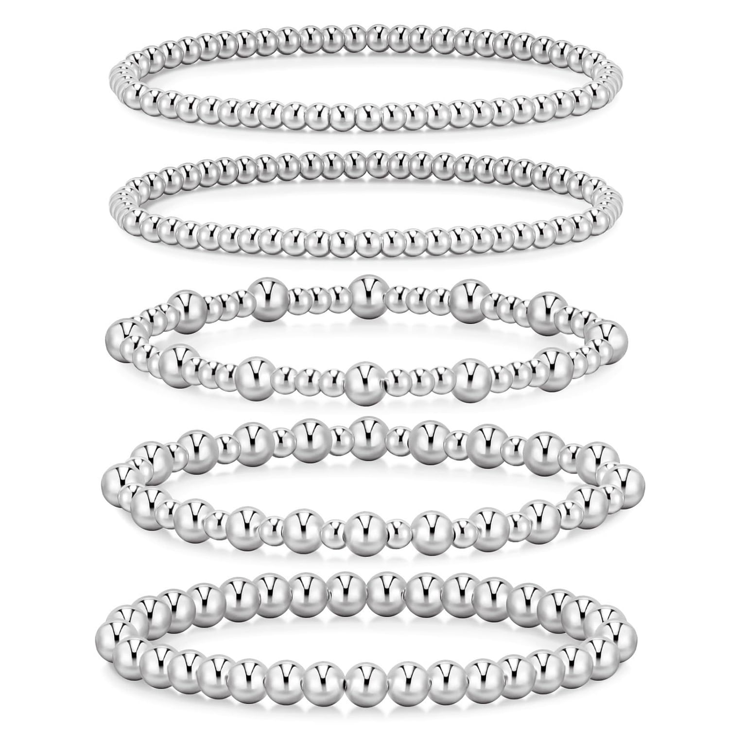 Gold Bracelets for Women, 14K Gold Plated Beaded Bracelets Gold Stretch ...