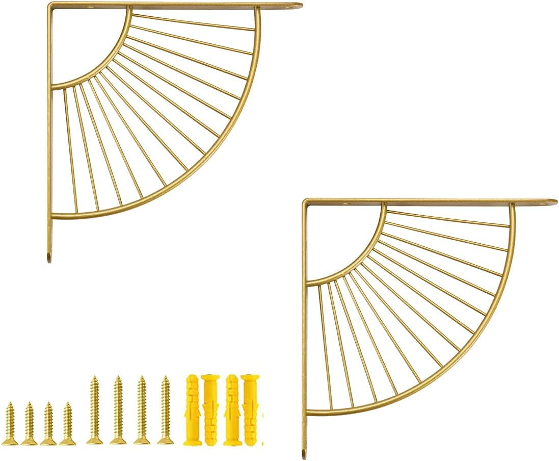 Gold Brackets for Shelf, Brass Metal Shelves Bracket, Wall Decor, Art ...
