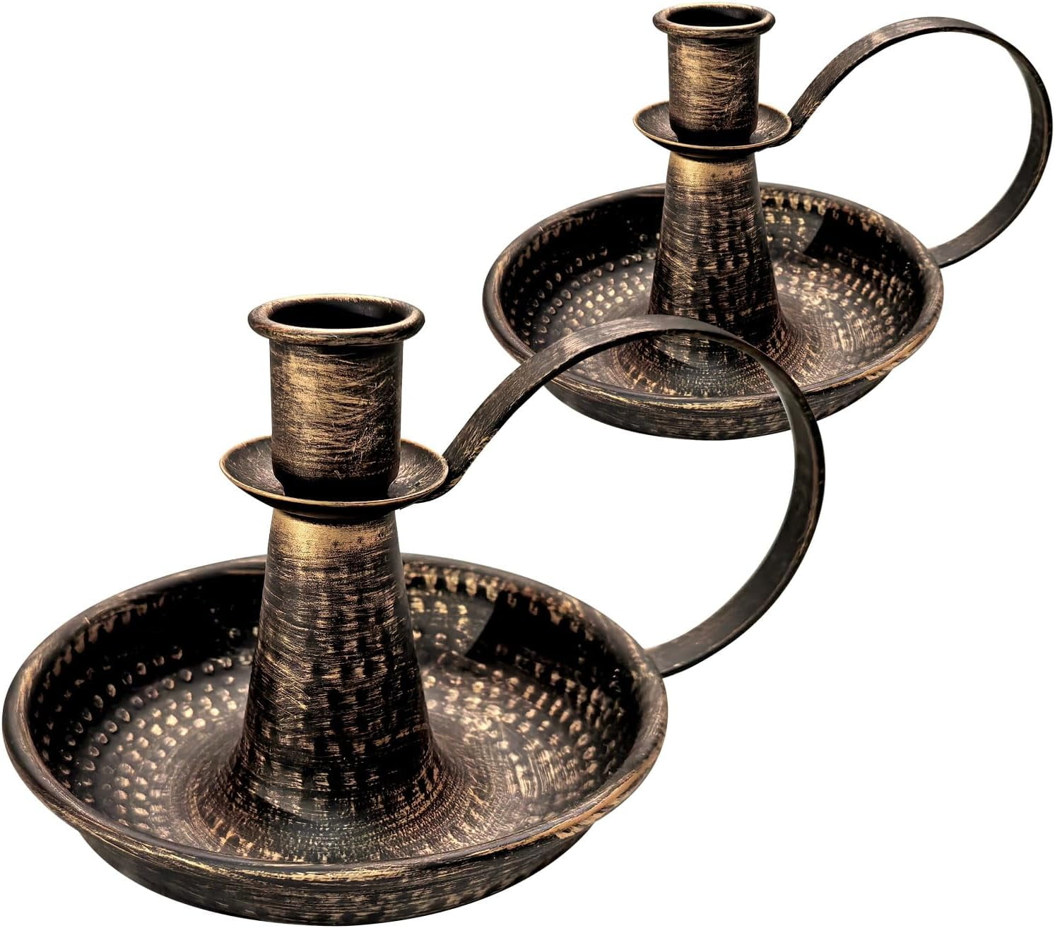 Gold Brass Vintage Candlestick Holders, with Handle, Taper Candle ...