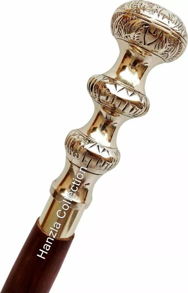 Gold Brass Walking Stick Handle Only – Vintage Cane Topper Replacement ...