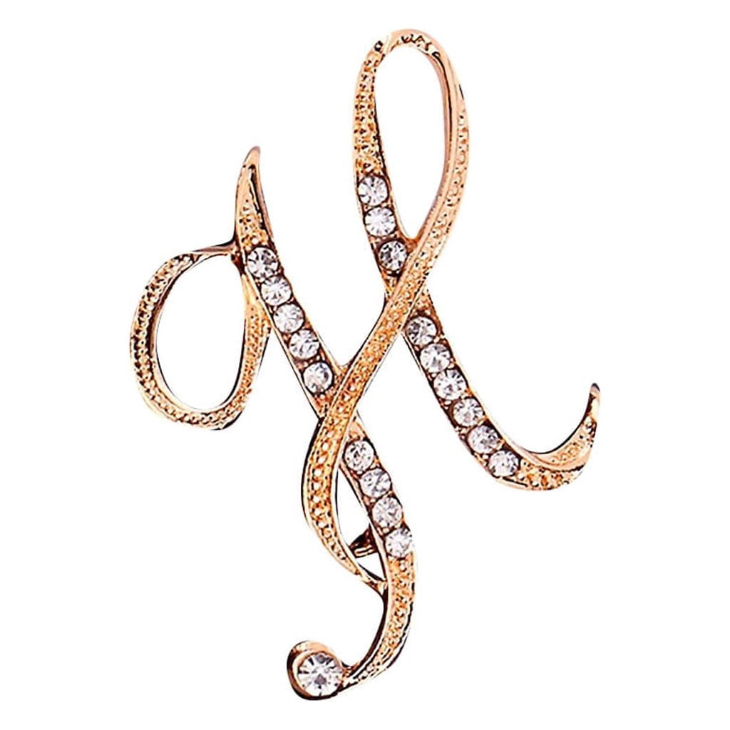 Gold Brooches for Women 1Pc Crystal 26 English Letters Brooch Pin ...