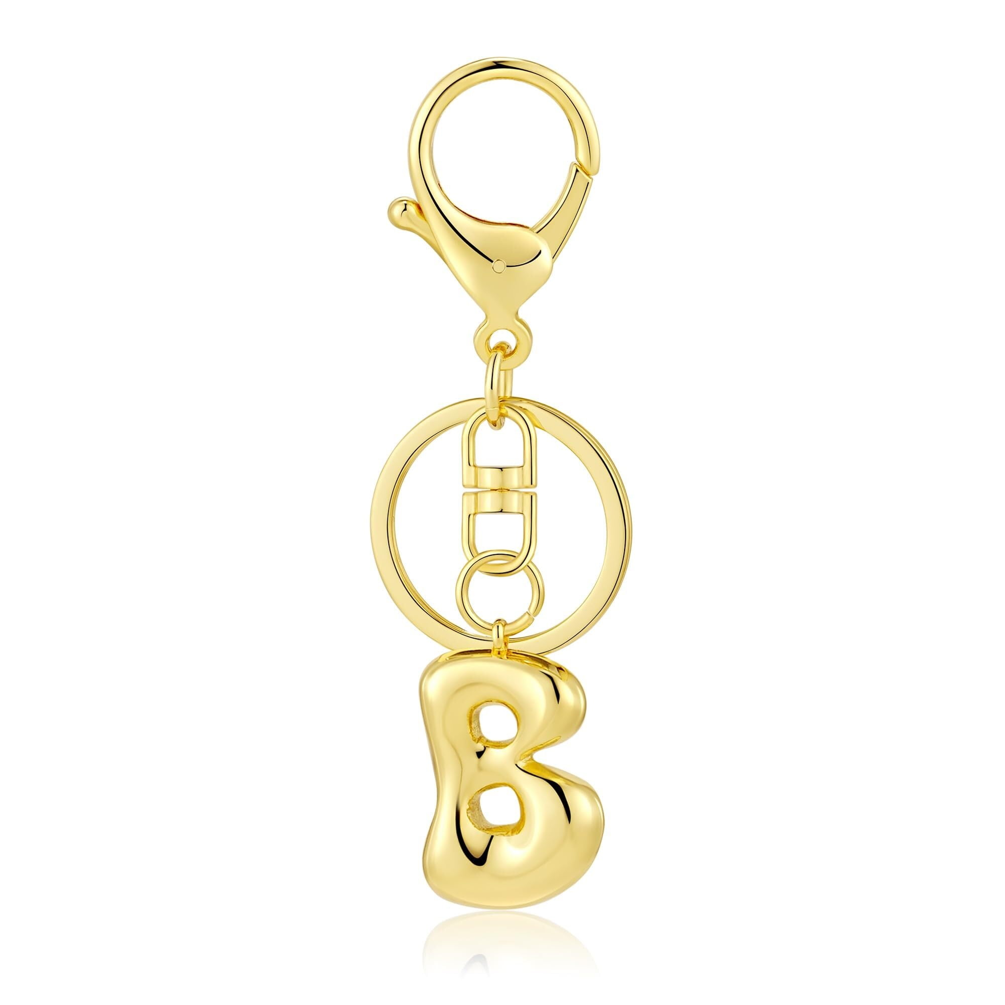 Gold Bubble Initial Keychain for Women Bag Charm Purse Key Alphabet ...