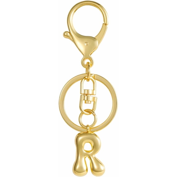 Gold Bubble Initial Keychain for Women Personalized Alphabet Letter ...