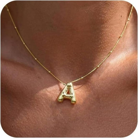 Gold Initial Necklaces For Women- Vintage 18K Gold Plated Toggle Letter ...