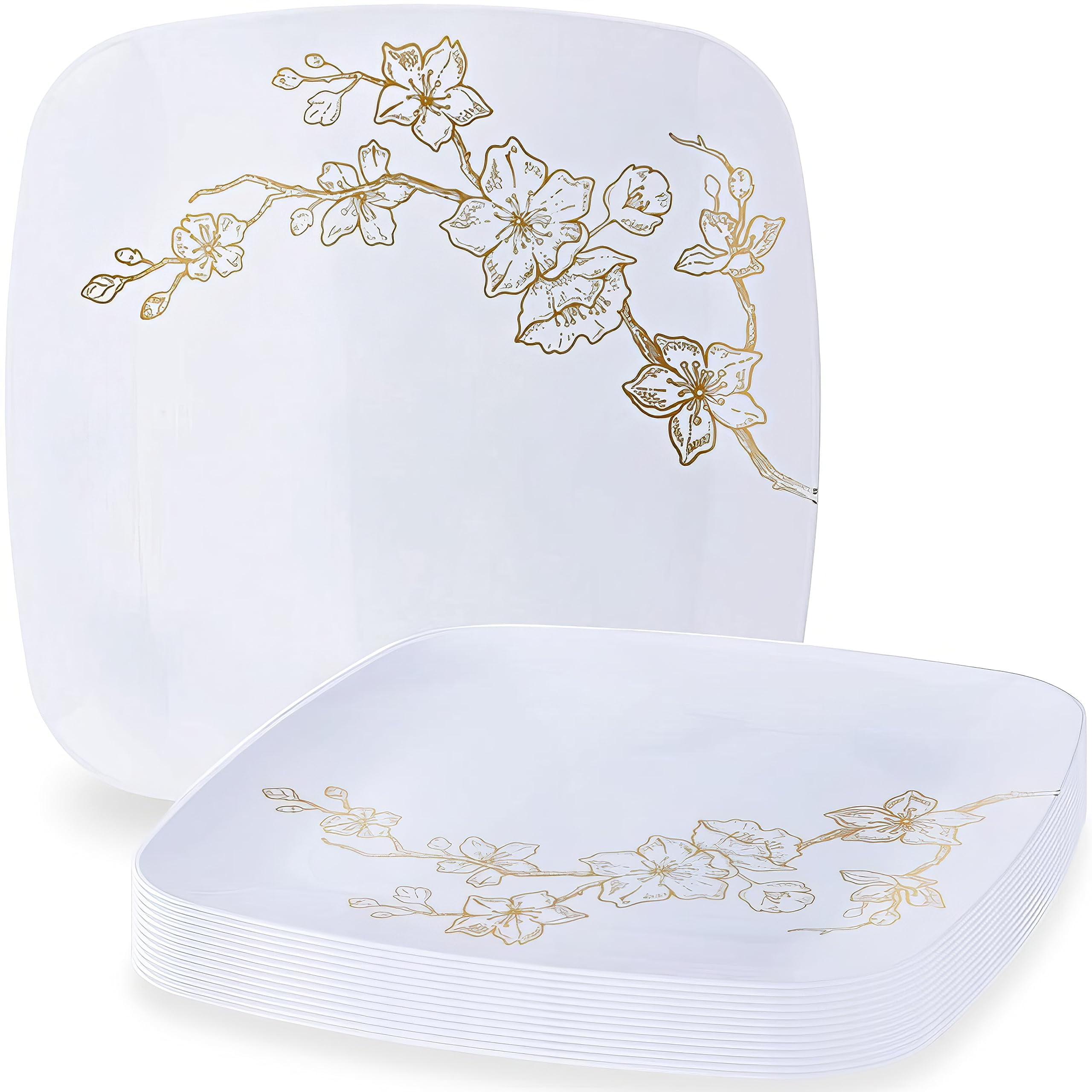 Gold Buds 10" Elegant Disposable Plates AFN1(10 Count) - Premium White ...