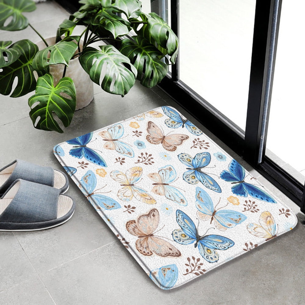 Gold Butterflies Bath Mat Set Abstract Art Modern Luxury Home Carpet ...