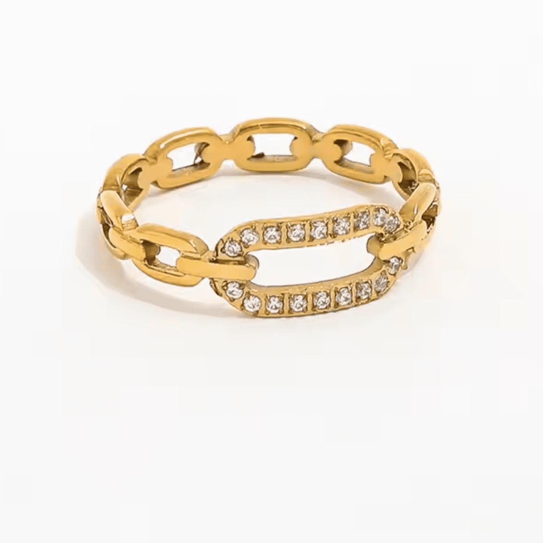Gold CZ Pave Chain Link Ring - Walmart.com