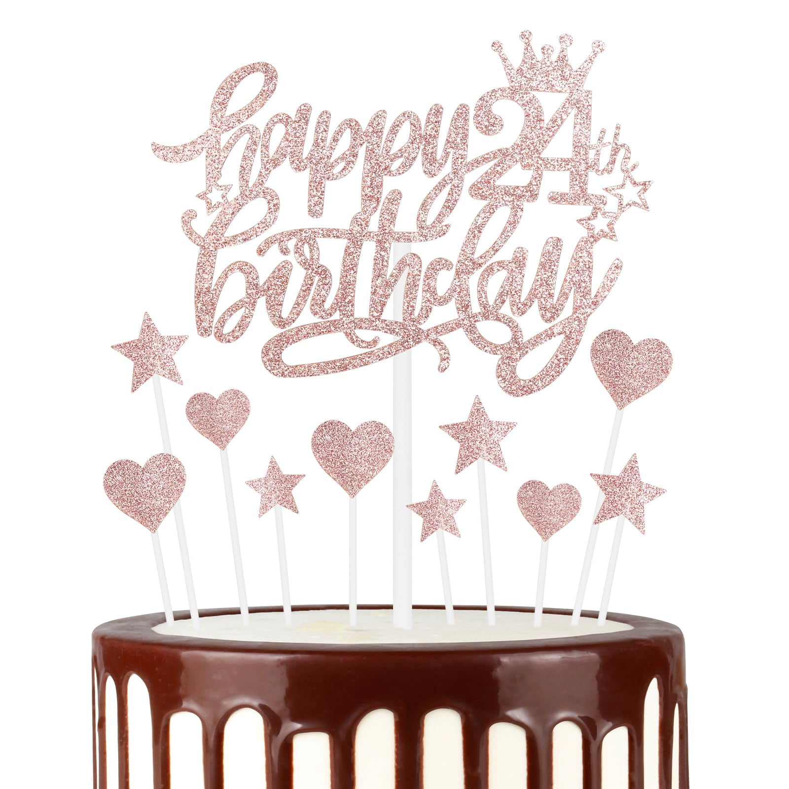 Gold Cake Cupcake Toppers 24th BSL1 Birthday Cake Gold Glitter to 24 ...