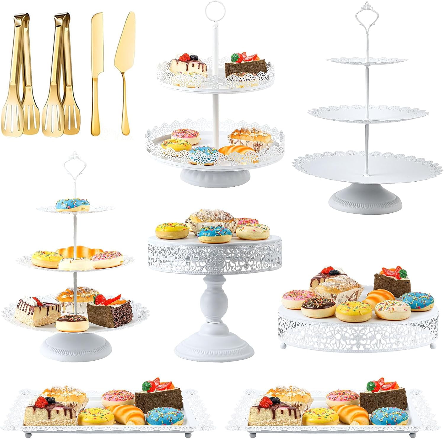Gold Cake Stand Set - 11pcs Metal Dessert Table Display Set for Party ...