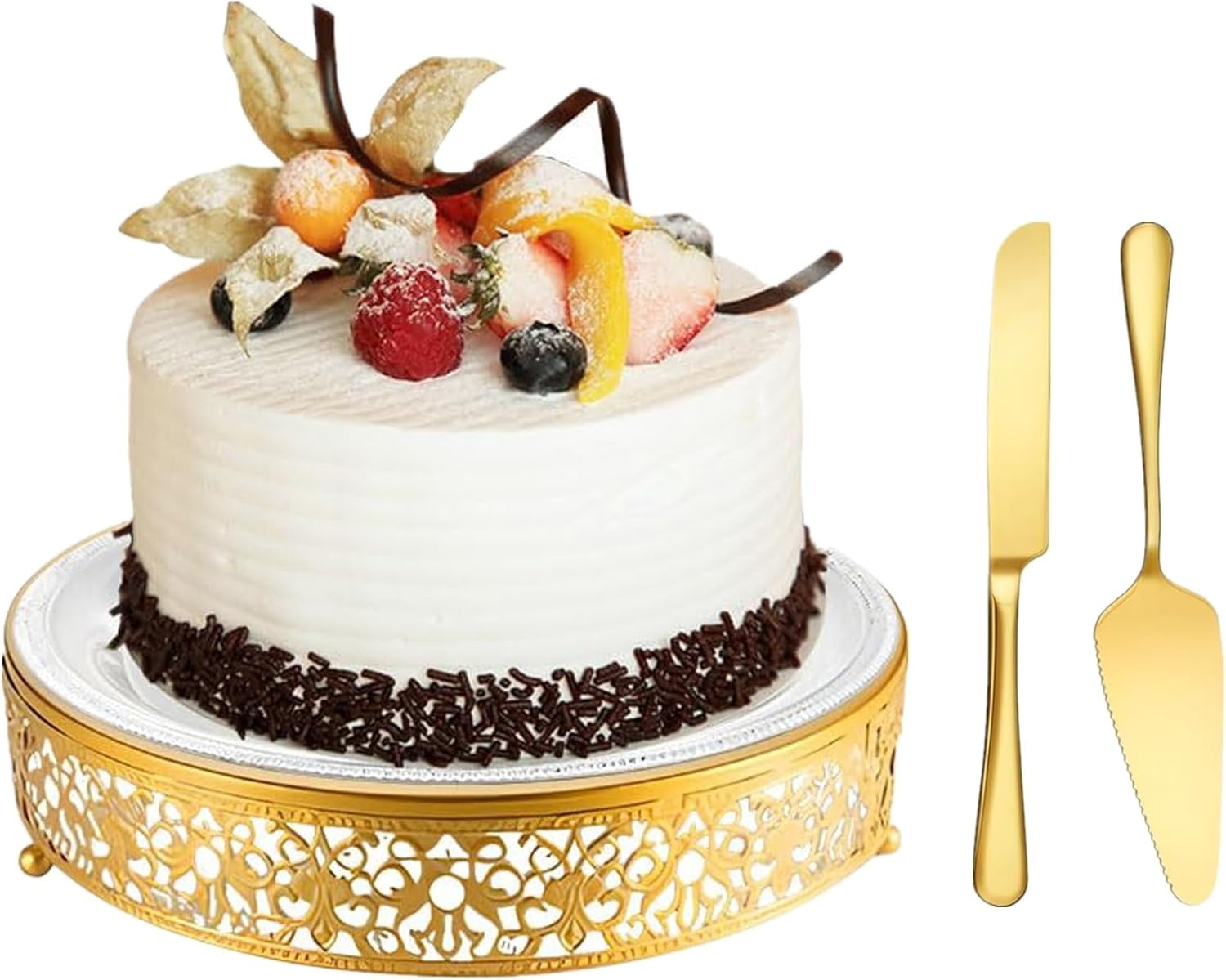 Gold Cake Stand Set - Metal Round Cupcake Dessert Stand with Cake ...