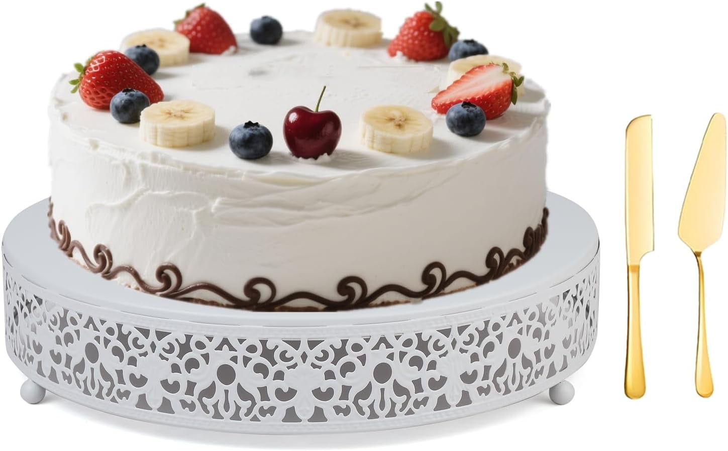 Gold Cake Stand Set - Metal Round Cupcake Dessert Stand with Cake ...