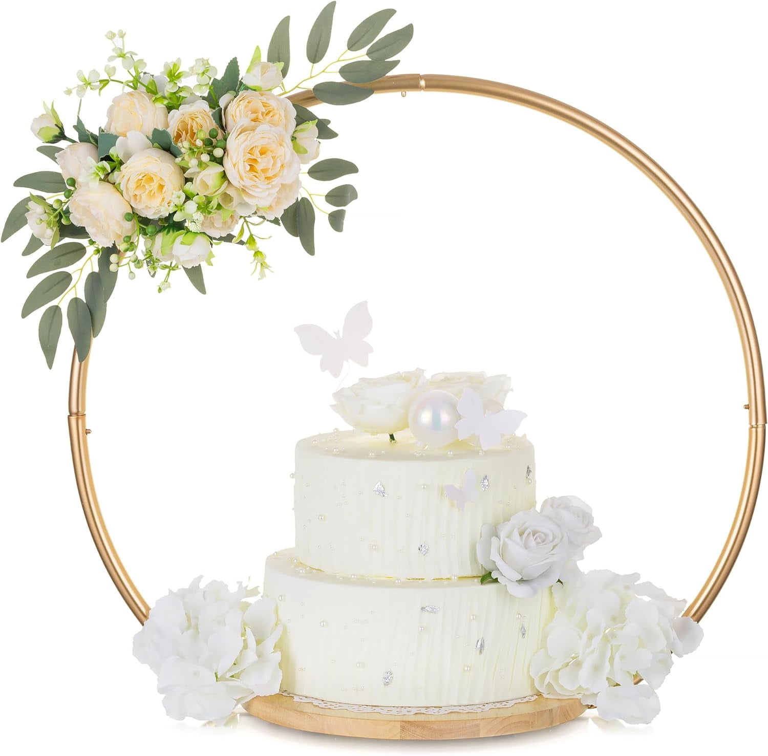 Gold Cake Stand for Wedding: 11.7 Inch Round Arch Cupcake Display ...