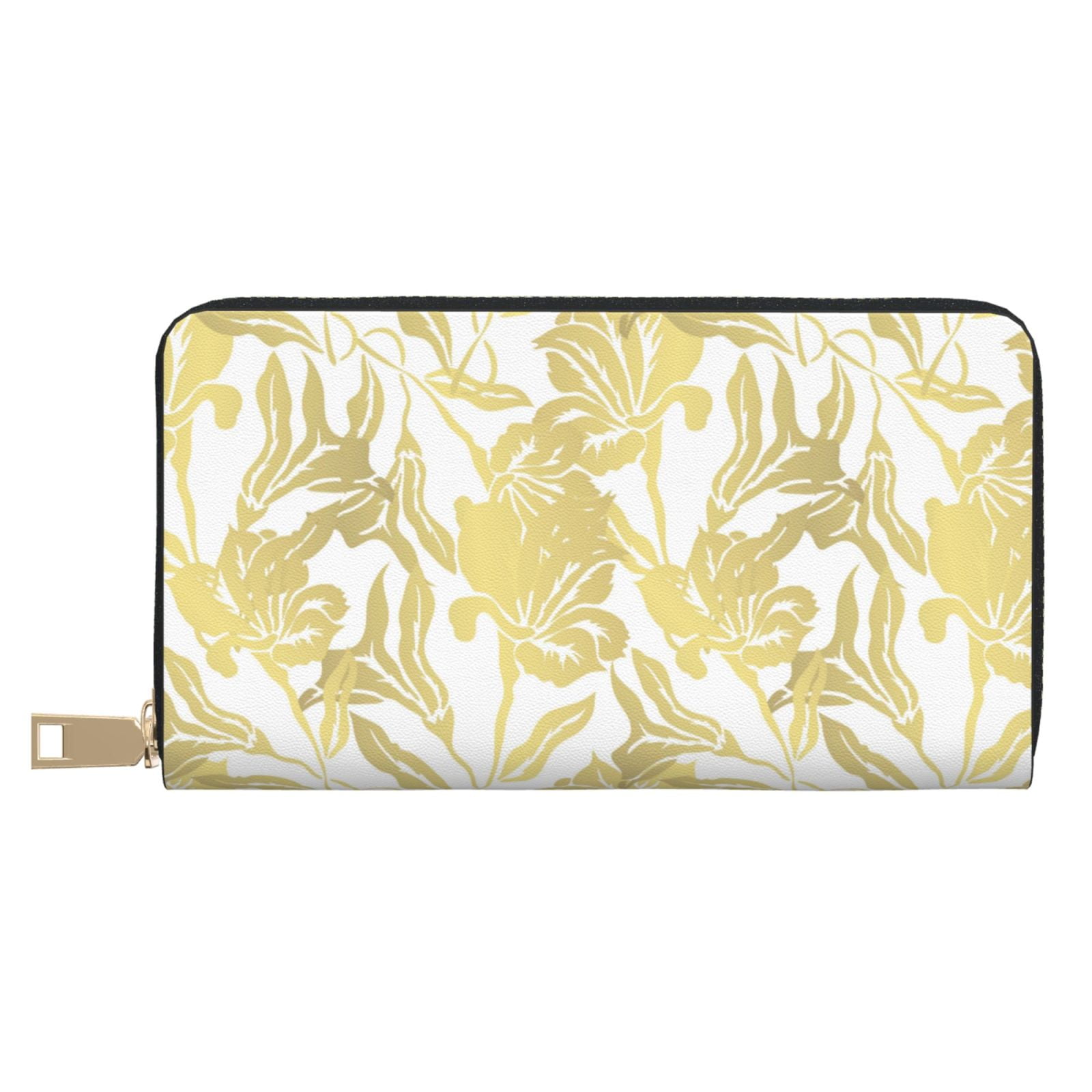 Gold Calla Lily Flowers Wallet Women, Leather Bifold Multi Card Wallet ...
