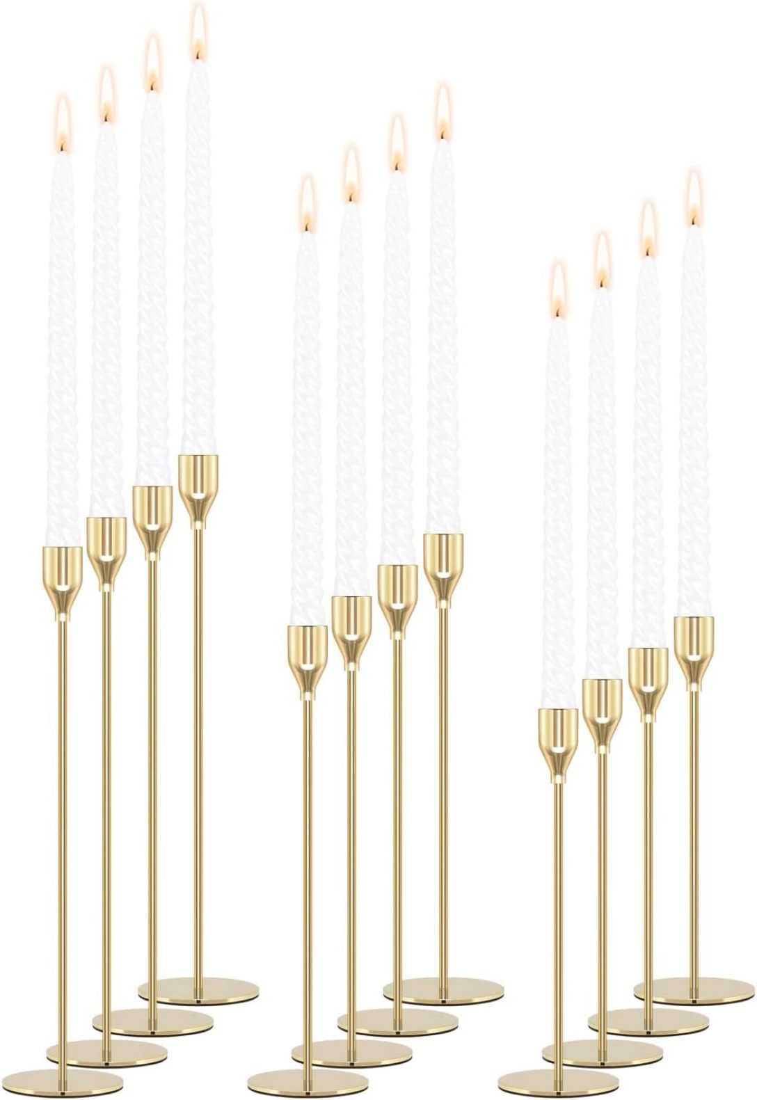 Gold Candle Holder Set of 12 Candlestick Holders Taper Candle Holders ...