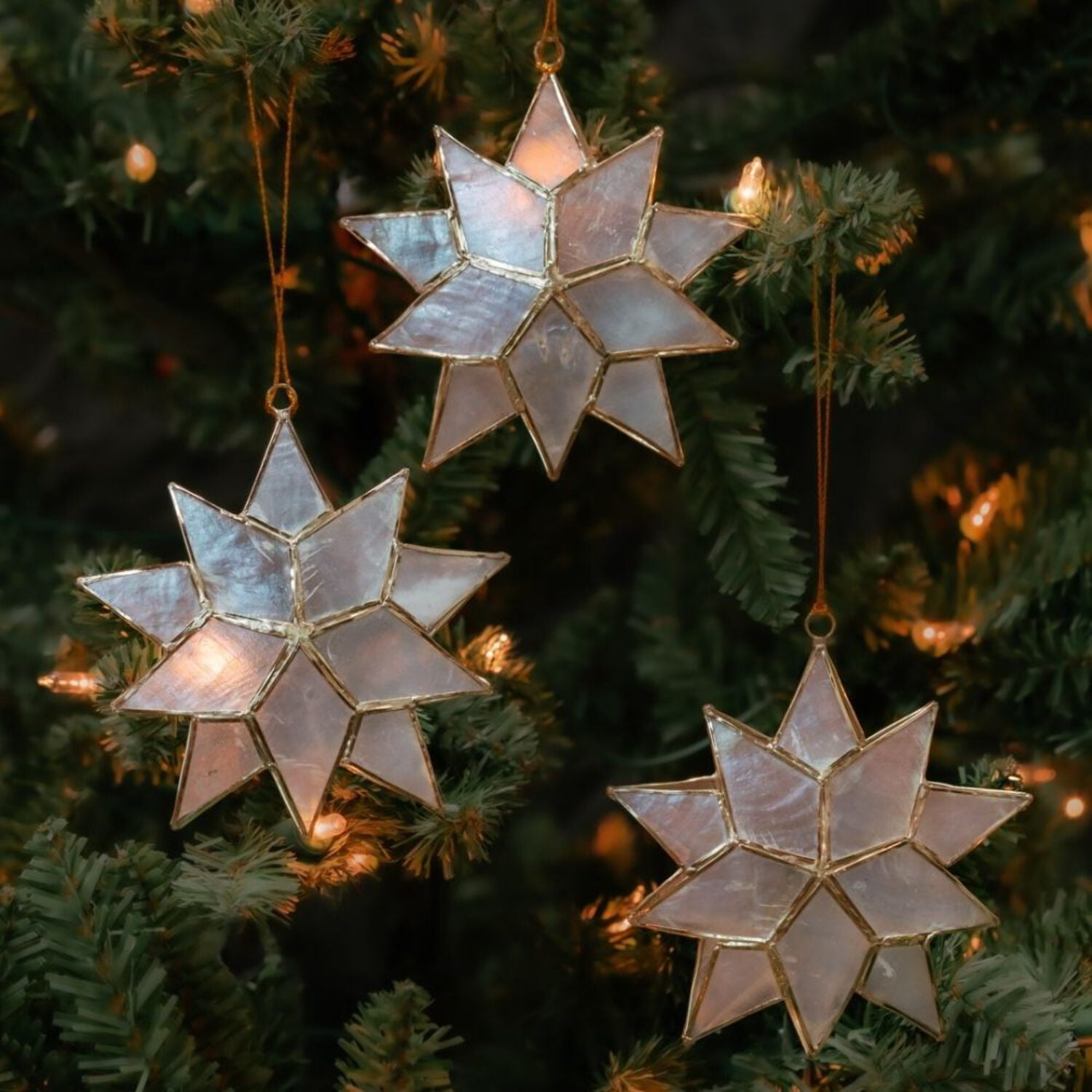Gold Capiz Shell Star Ornament Set of 3 - Walmart.com