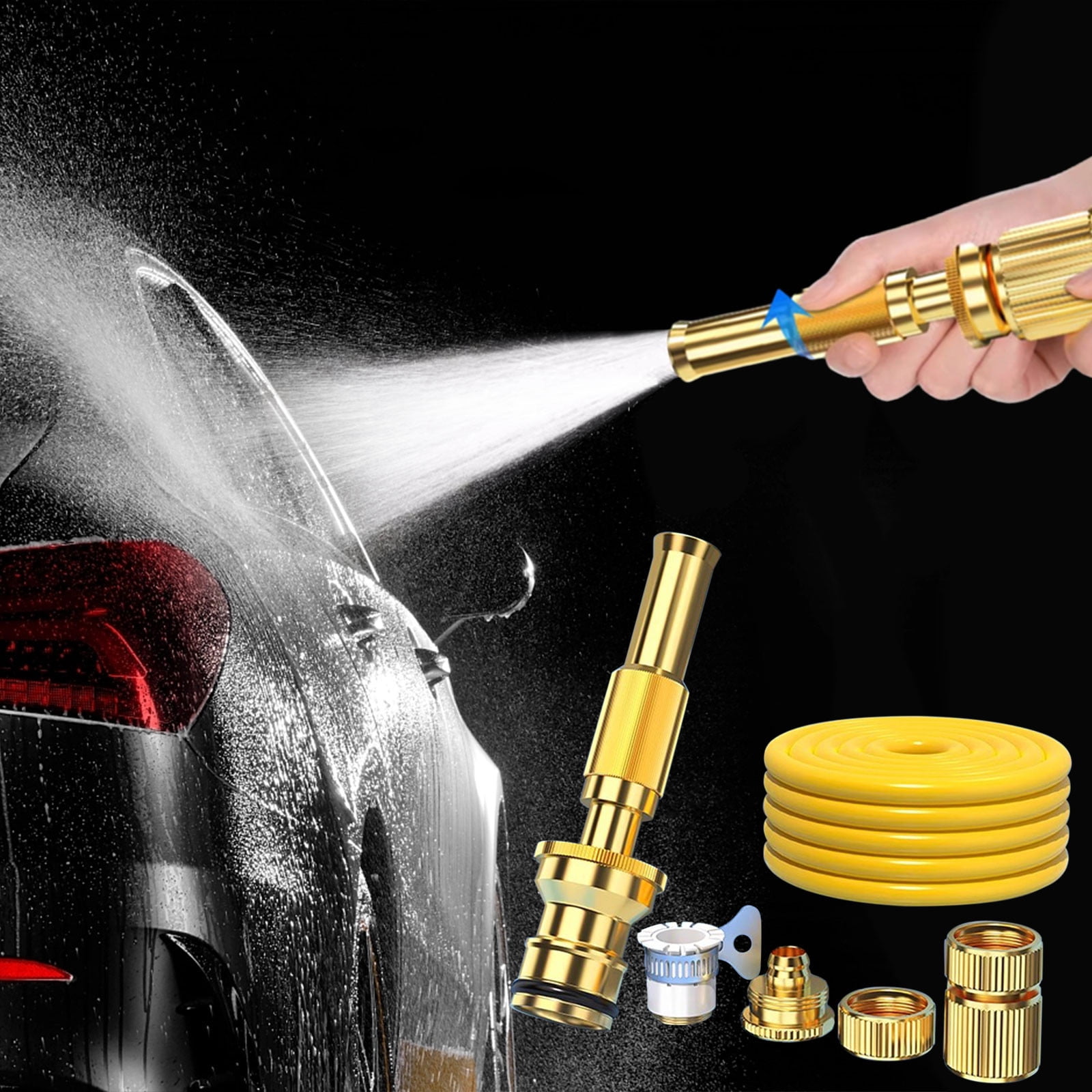Gold Car Wash Household Tools Set High Pressure Artifact Nozzle Hose ...