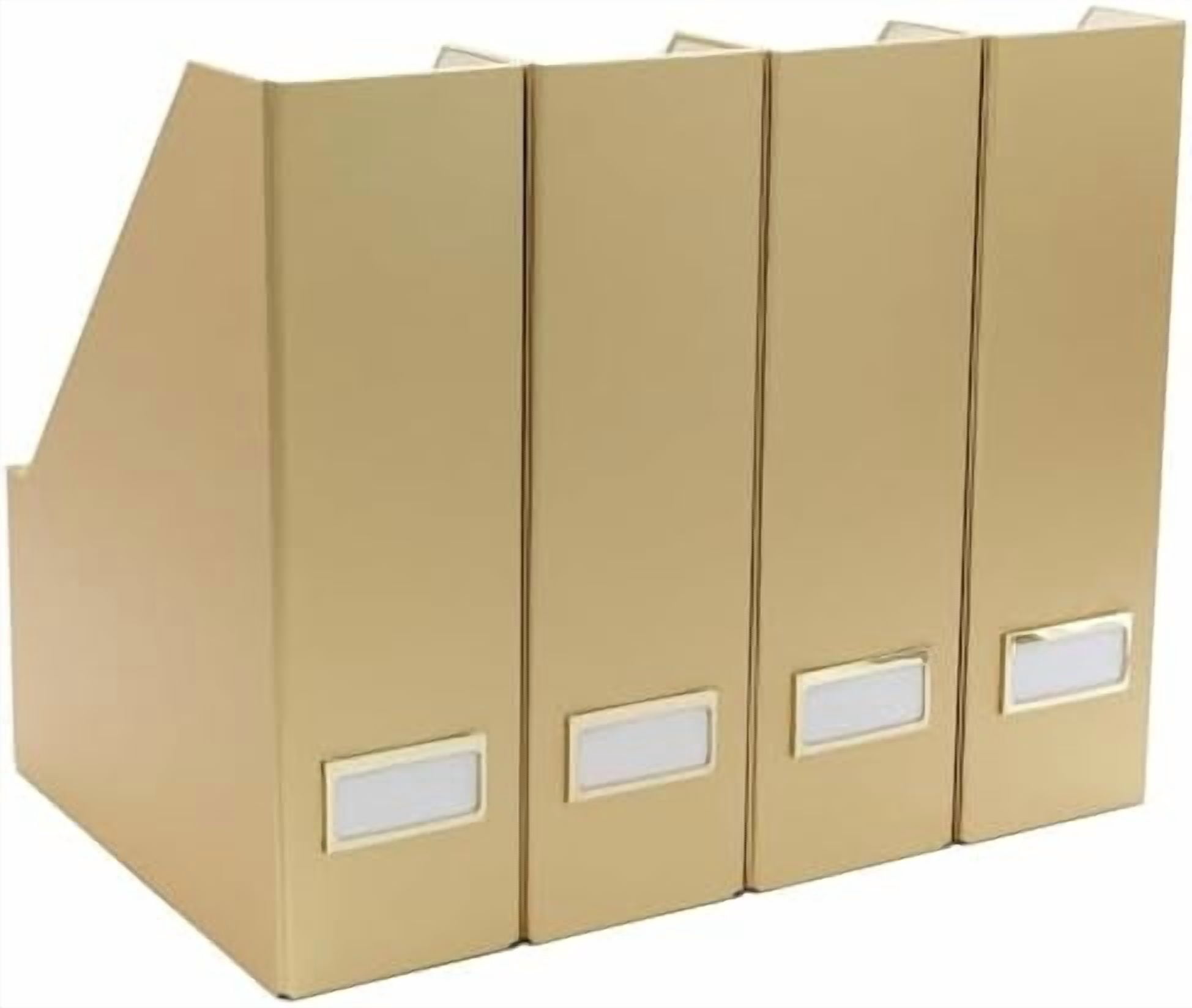 | Gold Cardboard Magazine File Holder Set of 4 | Vertical Magazine File ...