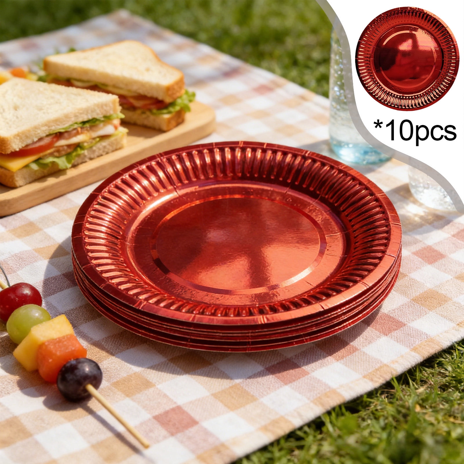 Gold Cardstock Party Paper Plates 10-Pack Disposable Dinner Plates for ...