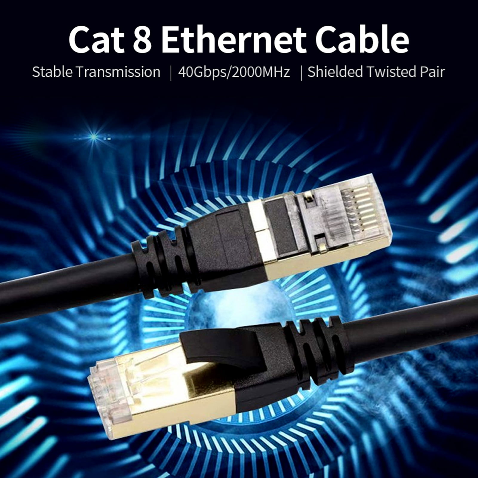 Gold Cat8 Ethernet Cable High Speed Network Cable 40Gbps 2000Mhz ...
