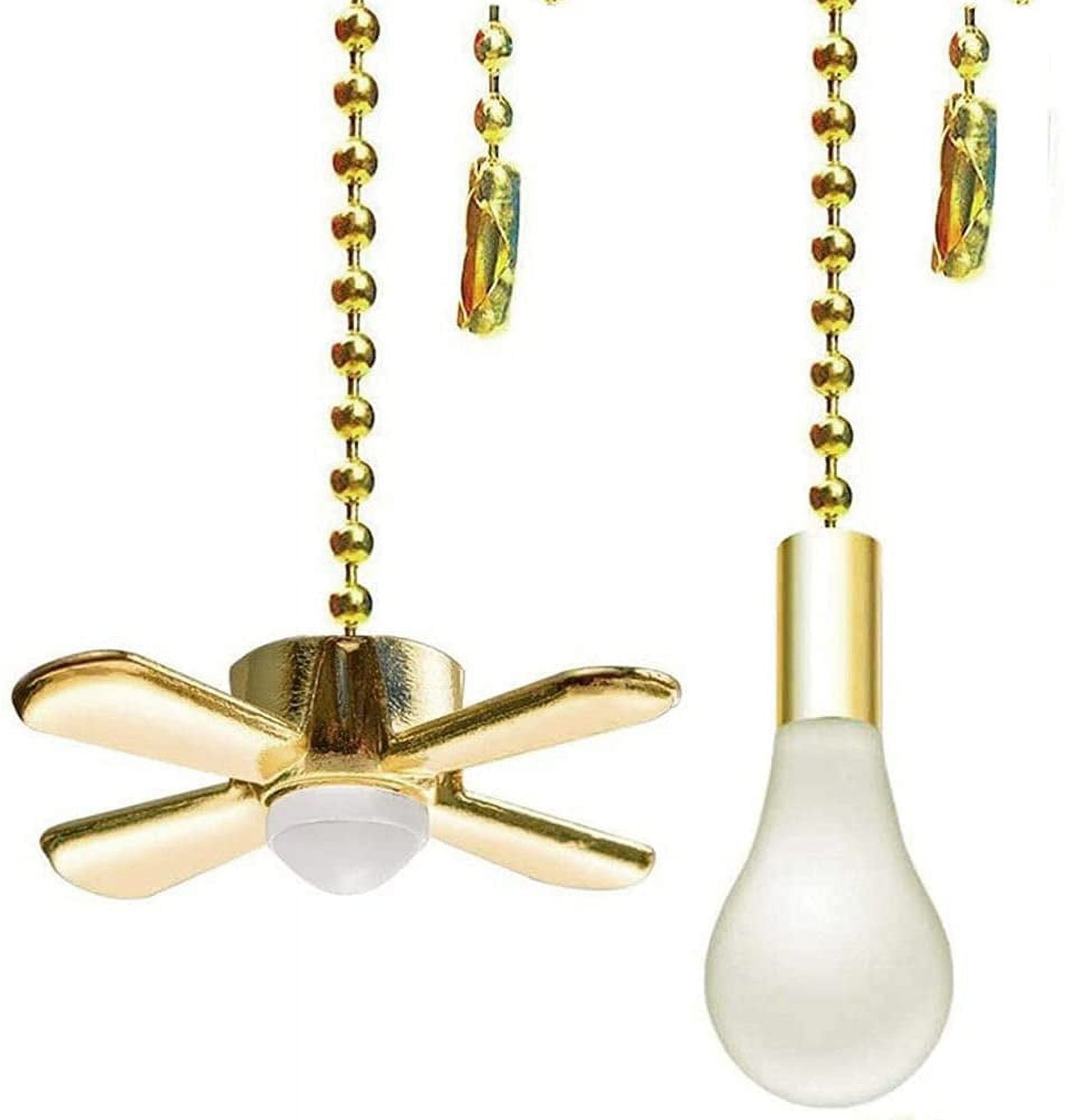 Gold Ceiling Fan Pull Chain Set with Decorative Bulb, 13.6-Inch ...