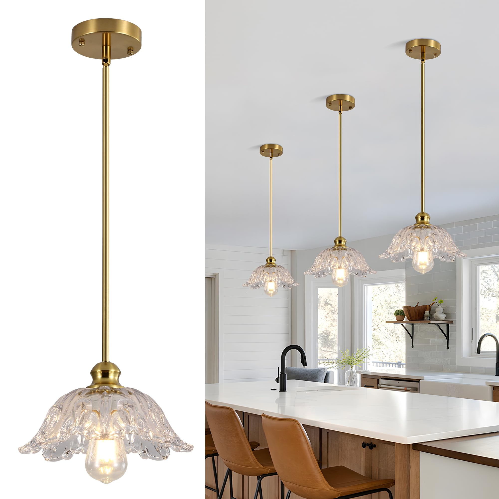 Gold Ceiling Light with Adjustable Rods – Electroplated Brass-Tone ...
