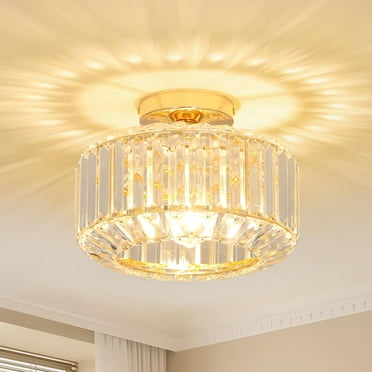 FINE MAKER Luxury Crystal Chandelier Pendant Light Gold Finish Ceiling ...