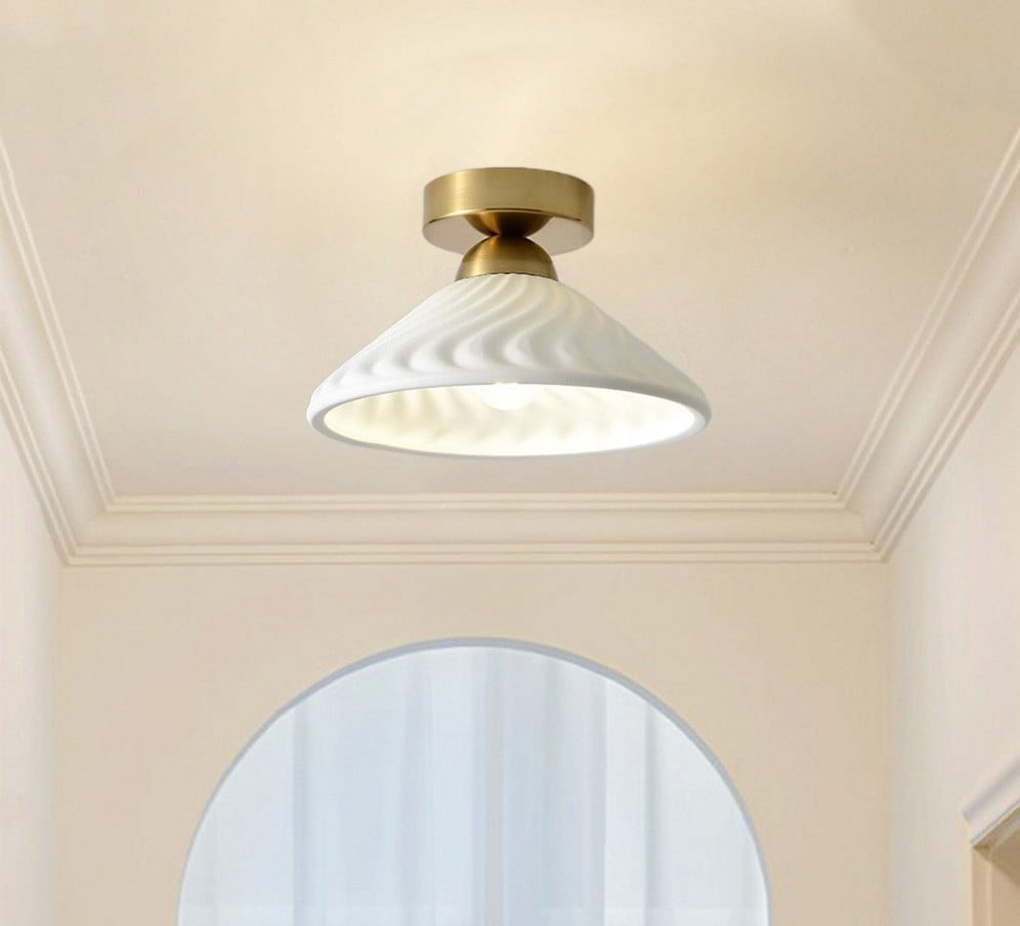 Gold Ceramic Cover Corridor Light Indoor Balcony Ceiling Lamp Foyer ...