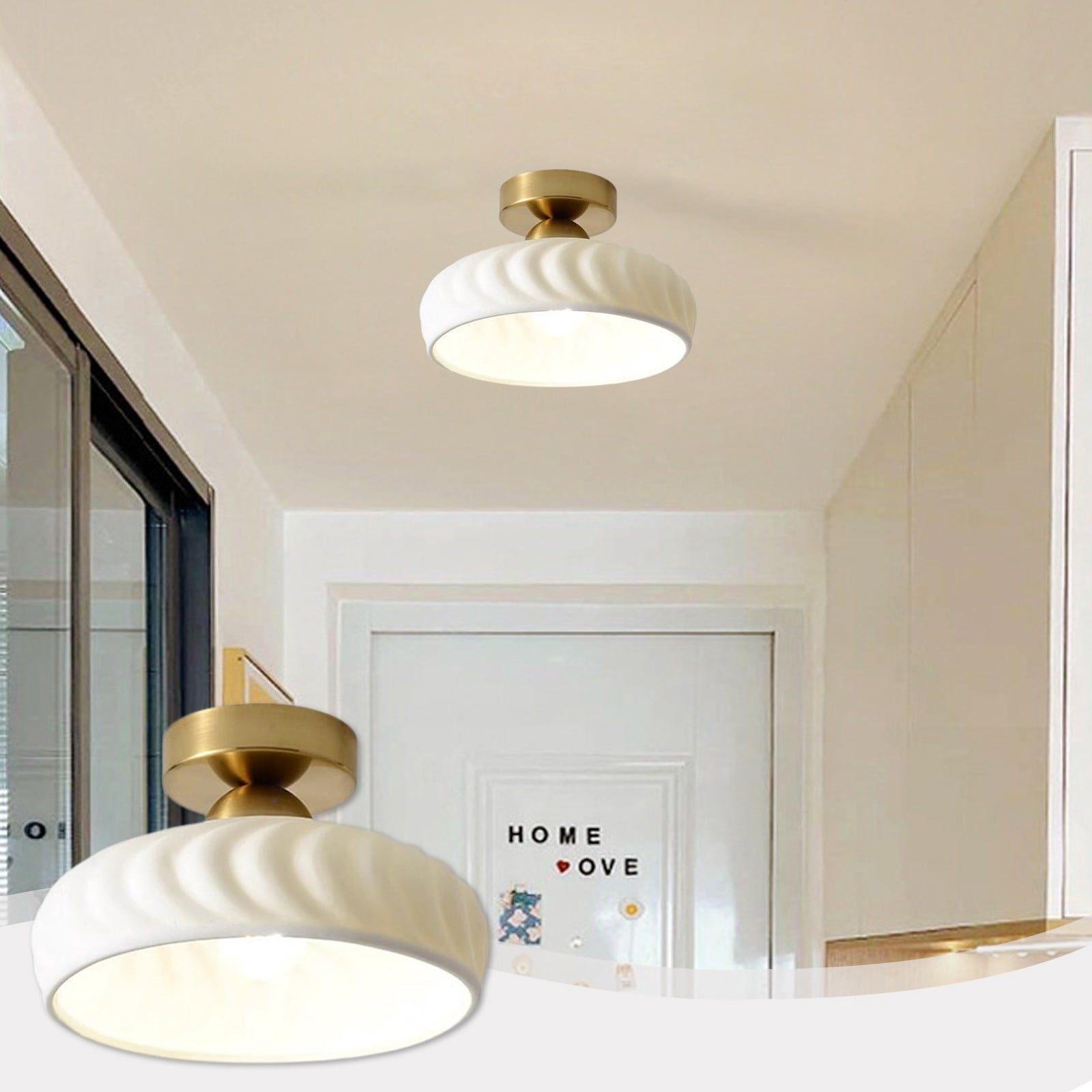 Gold Ceramic Foyer Light Indoor Balcony Ceiling Lamp Entrance Corridor ...