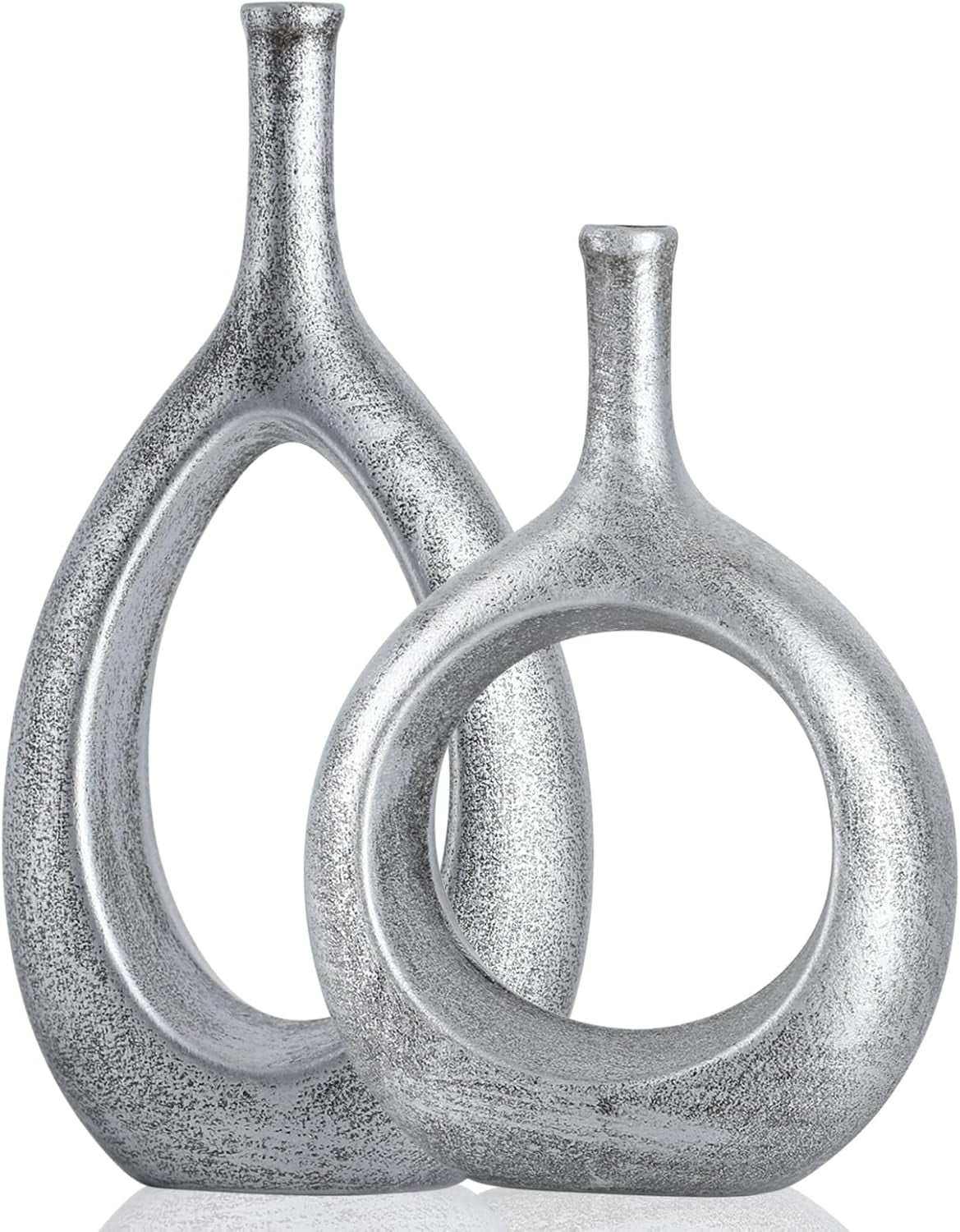 Gold Ceramic Hollow Elliptical Vase Set of 2 - Boho Circle Vase with ...