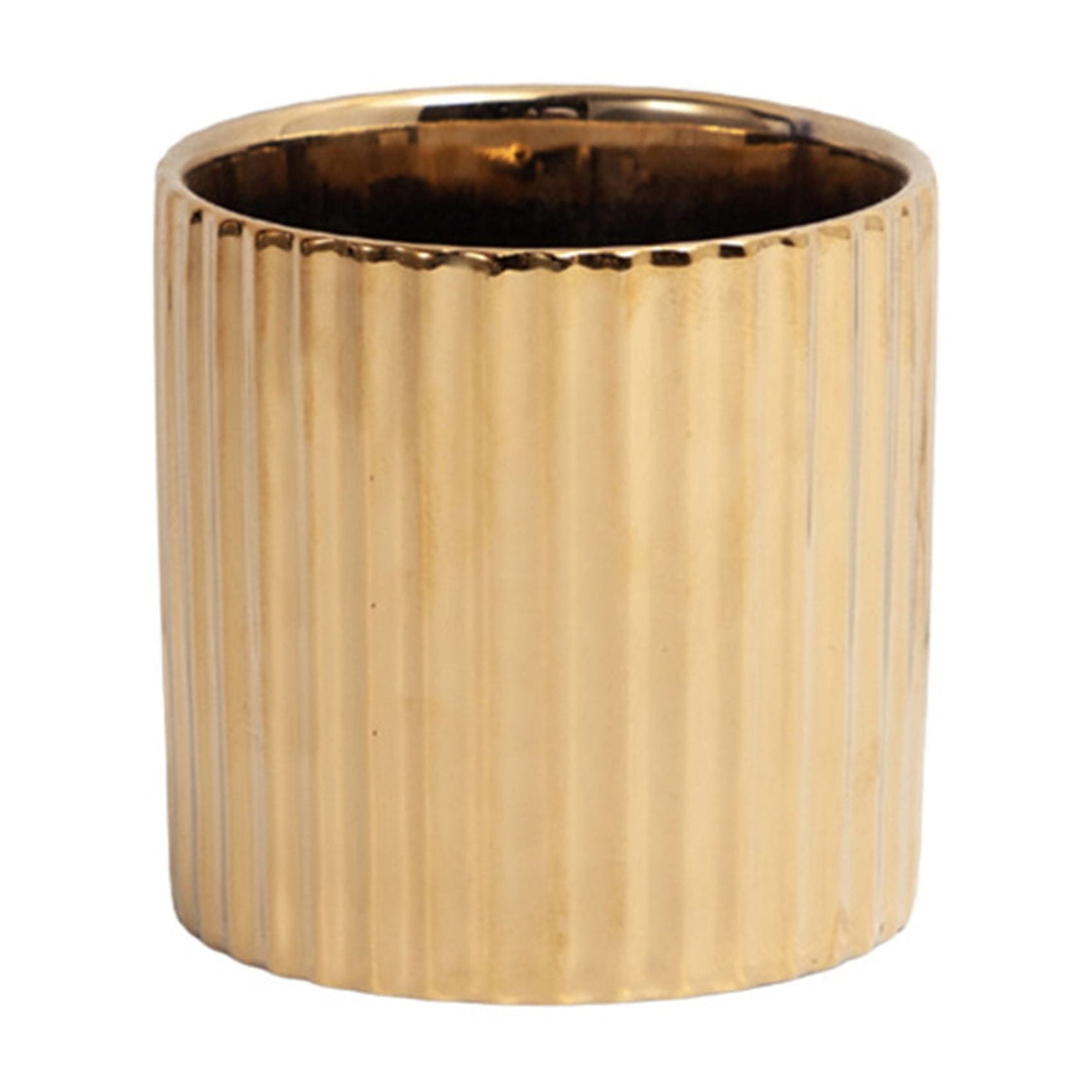 Gold Ceramic Planters Medium Cylinder Indoor Plant Pots for Plants ...
