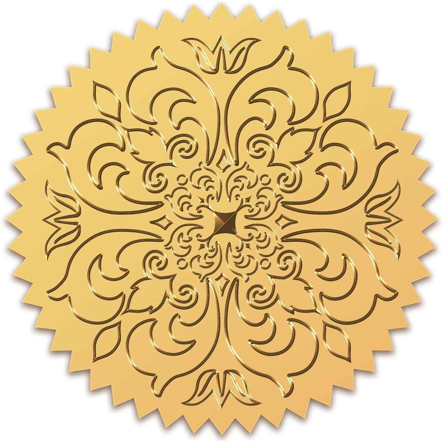 Gold Certificate Seals Embossed Stickers Foil Flower Vintage ...